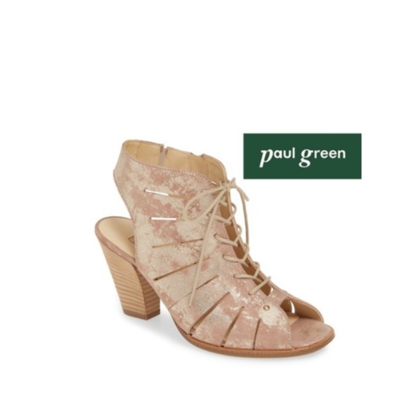 Paul Green | Shoes | Paul Greenbrown Cosmo Peep Toe Laceup Bootie Blush ...